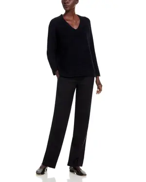 Eileen Fisher Bloomingdale's Fringed Cotton V-neck Sweater - Black