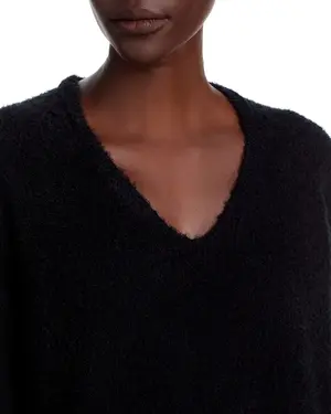 Eileen Fisher Bloomingdale's Fringed Cotton V-neck Sweater - Black