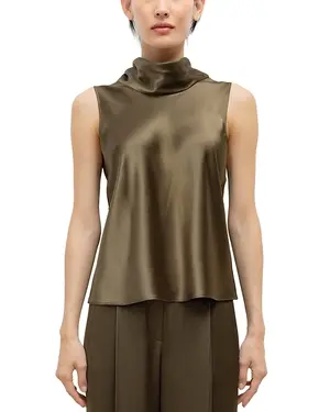 LESET Barb Sleeveless Cowl Neck Top - Olive