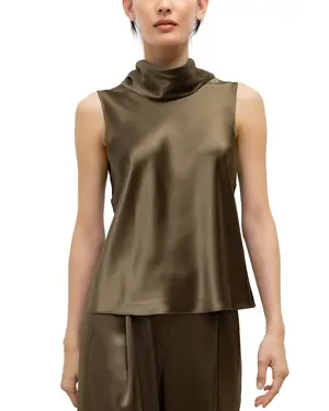 LESET Barb Sleeveless Cowl Neck Top - Olive
