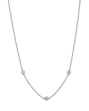 Bloomingdale'S Diamond Bezel Station Collar Necklace - White Gold