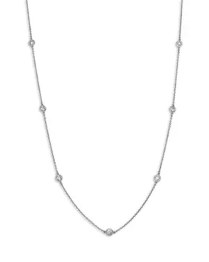 Bloomingdale'S Diamond Bezel Station Necklace - White Gold