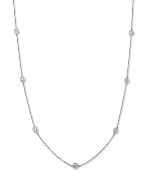 Bloomingdale'S 14k Gold Diamond Bezel Station Necklace, 1.0 Tcw - White Gold