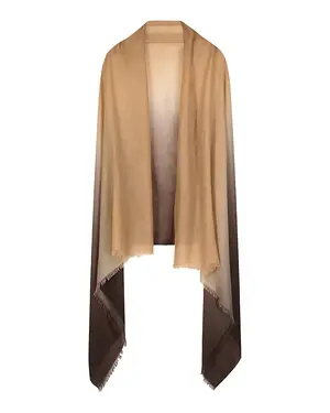 Sofia Cashmere Ultrafine Ombre Cashmere Wrap - Camel Brown Ombre