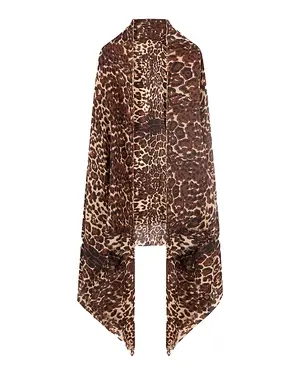 Sofia Cashmere Ultrafine Leopard Print Cashmere Wrap Camel Leopard