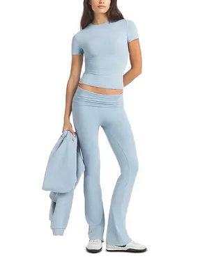 SKIMS Cotton Jersey Foldover Pants - Fog