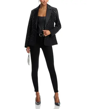 Aqua X Salvatore Rizza Crystal Embellished Blazer
