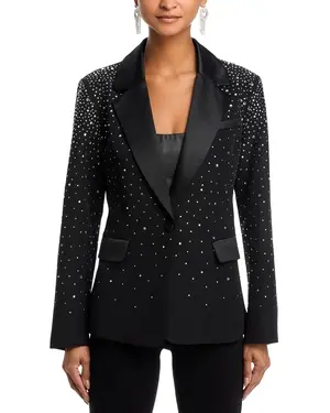Aqua X Salvatore Rizza Crystal Embellished Blazer