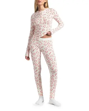SKIMS Cotton Rib Henley & Leggings Set - Marble Candy Heart