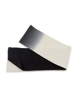 Eugenia Kim Two Tone Dip Dye Rib Knit Merino Wool Scarf - Black