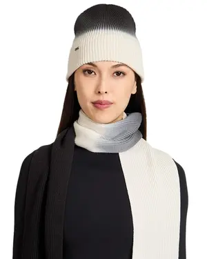 Eugenia Kim Two Tone Dip Dye Rib Knit Merino Wool Scarf - Black
