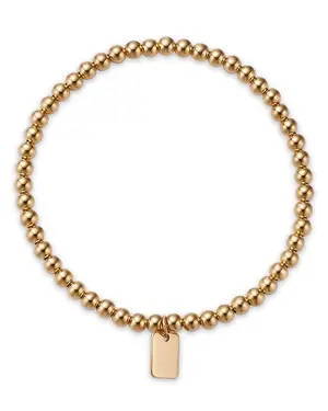 Bloomingdale'S 14k Yellow Mini Dog Tag Beaded Bracelet - Gold