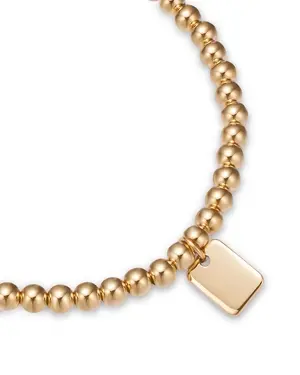 Bloomingdale'S 14k Yellow Mini Dog Tag Beaded Bracelet