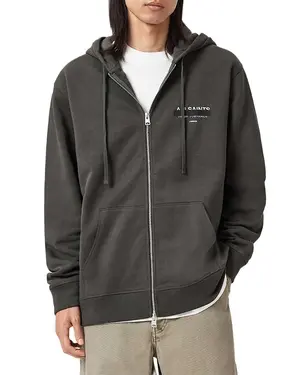 ALLSAINTS Redact Zip Up Hoodie - Washed Black