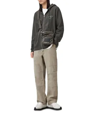 ALLSAINTS Redact Zip Up Hoodie - Washed Black