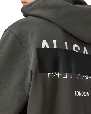 ALLSAINTS Redact Zip Up Hoodie - Washed Black