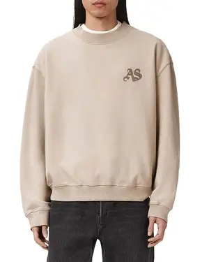 ALLSAINTS Icon Cropped Oversized Crew - Sandstone