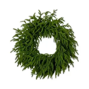 NEARLY NATURAL Pre-lit Artificial Real Touch Norfolk Island Pine 20 Wreath With Warm White Led Lights And Natural Look - Green