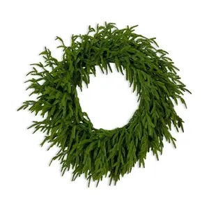 NEARLY NATURAL Pre-lit Artificial Real Touch Norfolk Island Pine Wreath With Warm White Led Lights And Natural Look - Green