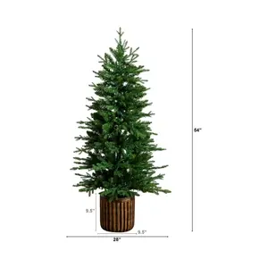 NEARLY NATURAL Pre-lit Artificial 4.5' Christmas Tree In Decorative Planter With Clear Led Lights