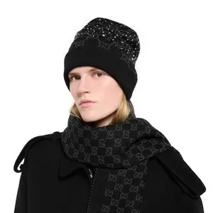 Gucci Gg Wool Beanie With Crystals
