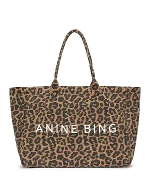 ANINE BING Leo Extra Large Canvas Tote - Leopard