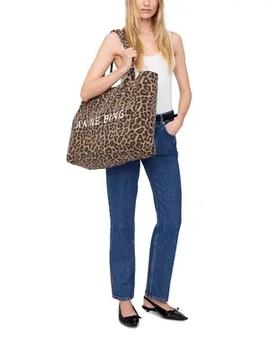 ANINE BING Leo Extra Large Canvas Tote - Leopard