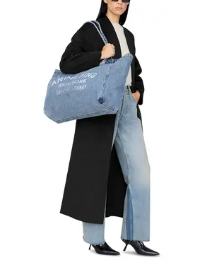 ANINE BING Leo Extra Large Denim Tote