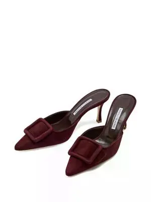 Manolo Blahnik 70mm Waysale Buckle Mules - Red