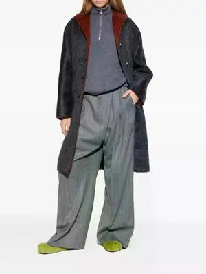 Marni Contrasting-trim Coat - Grey