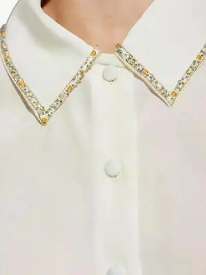 FRAME Embellished Collared Blouse