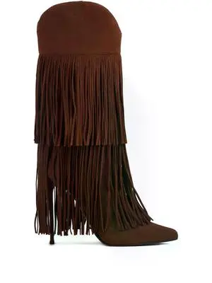 LE SILLA 120mm Andy Fringe Boots - Brown