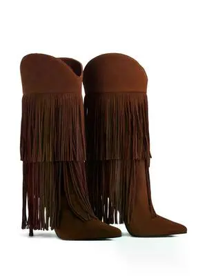 LE SILLA 120mm Andy Fringe Boots - Brown