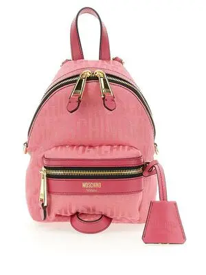 Moschino Mini Backpack With Monogram Logo - Pink