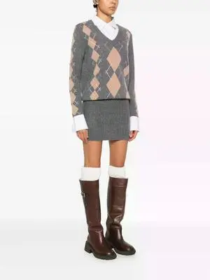 Retrofete Ornella Argyle-pattern Embellished Mini Dress - Grey