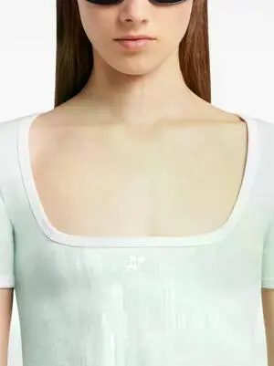 COURREGES Square Neck Logo Dress - Blue
