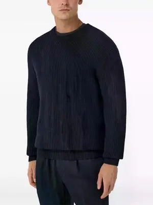 Boggi Milano Ribbed-knit Crew-neck Sweater - Blue