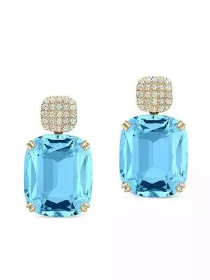 Goshwara 18k Yellow Blue Topaz, And Diamond Drop Earrings - Gold