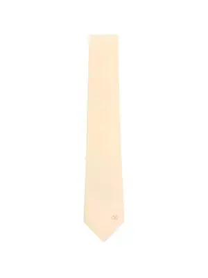 Valentino Garavani VALENTINO GARAVANI Silk Vlogo Plaque Neck Tie Yellow