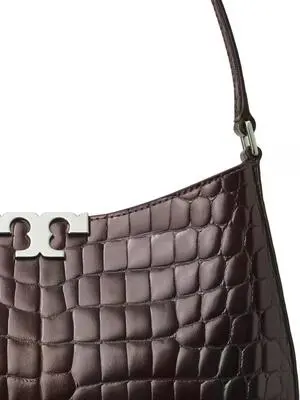 Tory Burch Eleanor Croc-embossed Shoulder Bag - Brown