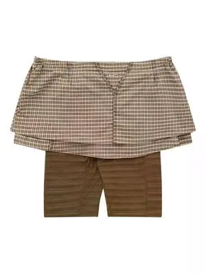 Nike X Knwls Check-pattern Mini Skirt - Neutrals