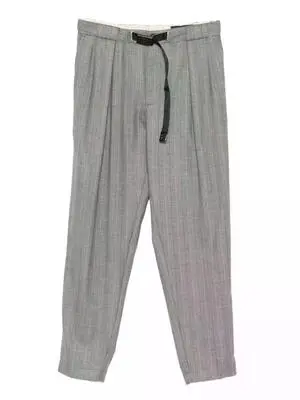 WHITE SAND Striped Belted Trousers
