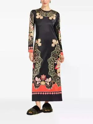 La DoubleJ Clingy Swing Placed Maxi Dress - Black