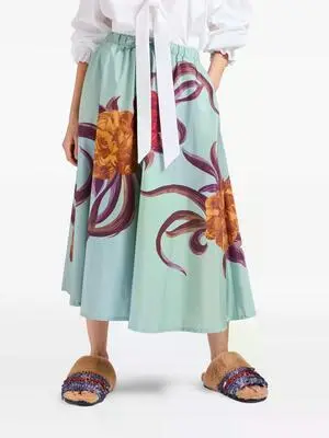 La DoubleJ Floral-print Skirt - Blue