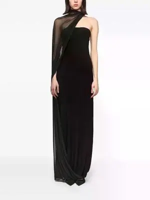 ATU BODY COUTURE Draped-detail Halterneck Gown - Black