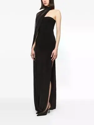 ATU BODY COUTURE Draped-detail Halterneck Gown - Black