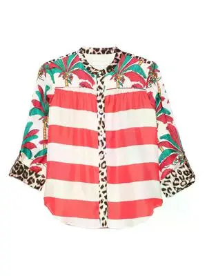 La Prestic Ouiston Palm Tree-print Striped Shirt