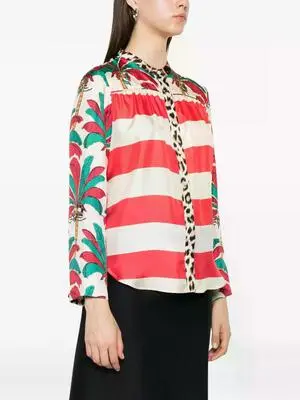 La Prestic Ouiston Palm Tree-print Striped Shirt