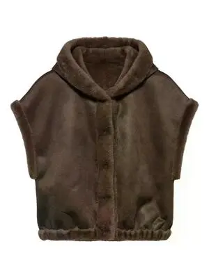 STUDIO AR Olena Hooded Gilet - Brown