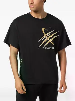 PLEIN SPORT Scratch-print T-shirt - Black